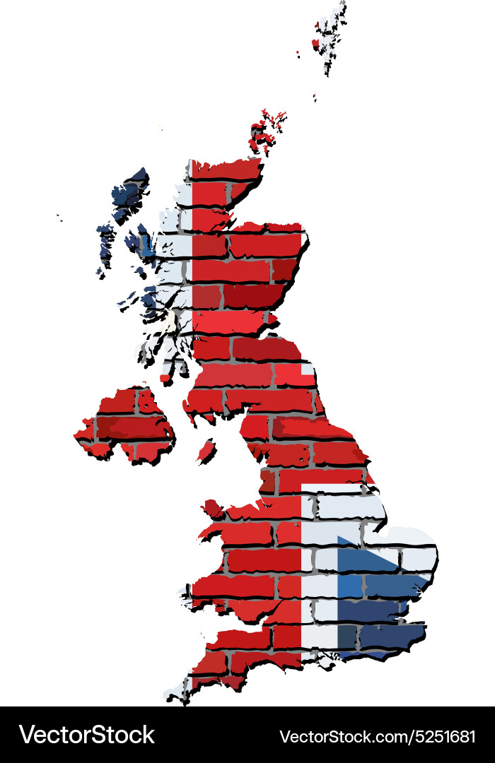 Great britain map on a brick wall Royalty Free Vector Image