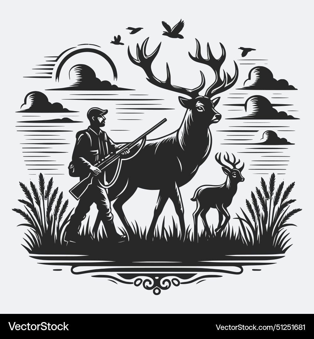 Hunting life svg silhouette file Royalty Free Vector Image