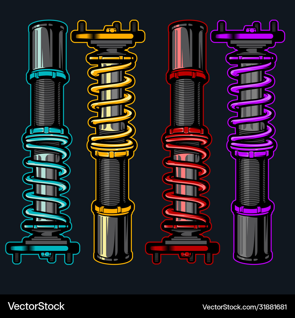 Jdm auto part coilovers suspensions Royalty Free Vector