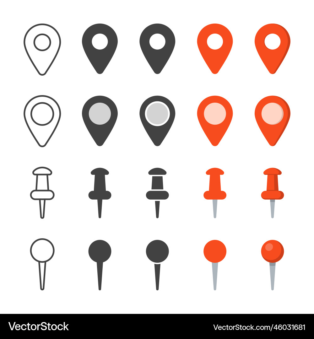 Location pointers flat line design Royalty Free Vector Image