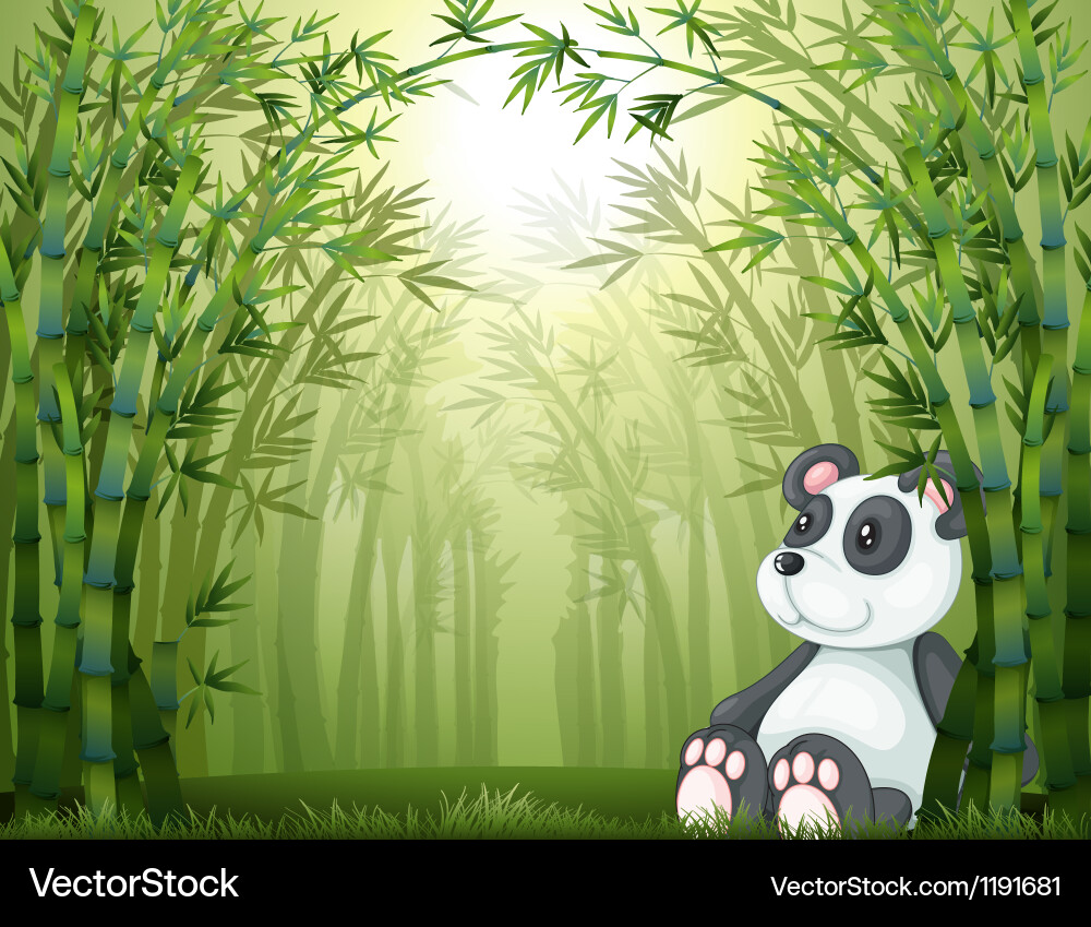 Panda in a Bamboo Forest Royalty Free Vector Image