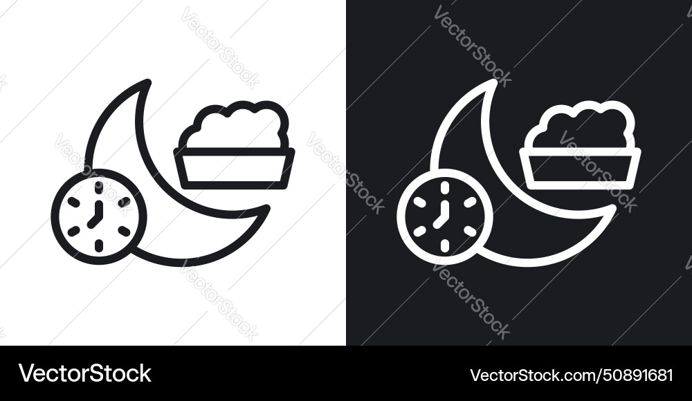 Ramadan iftar icon set after fasting meal date Vector Image