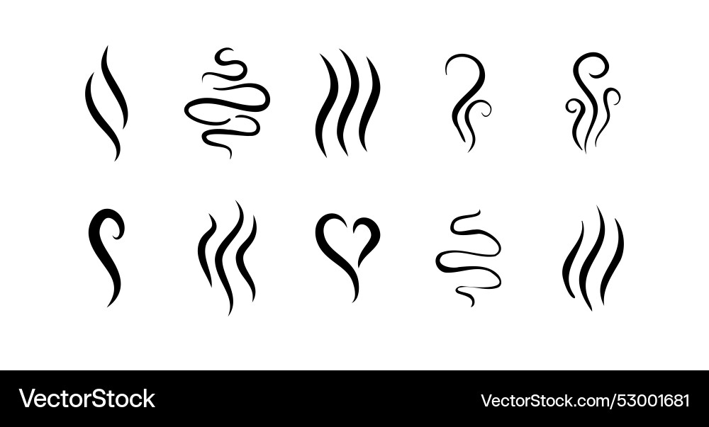 Smells line hot air icon set aroma Royalty Free Vector Image