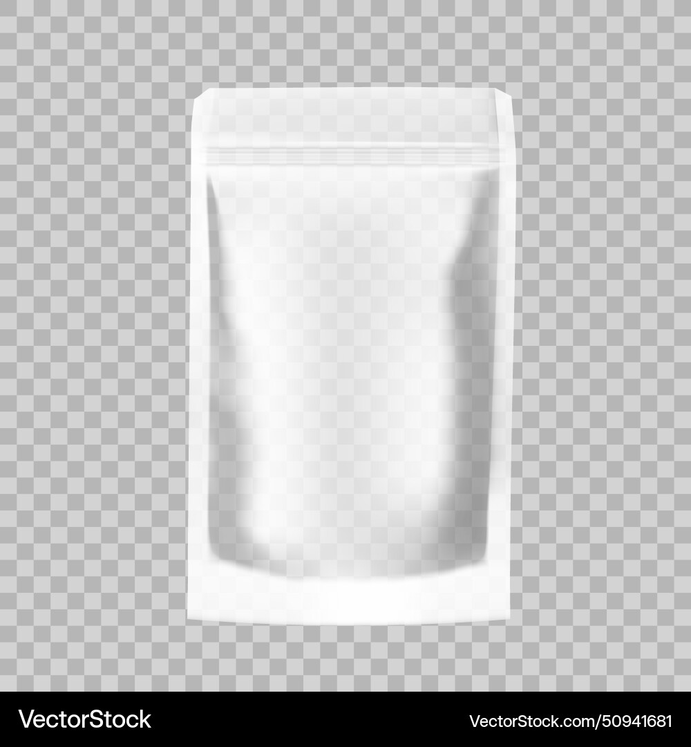 Transparent blank pouch with zip pack for sauce Vector Image