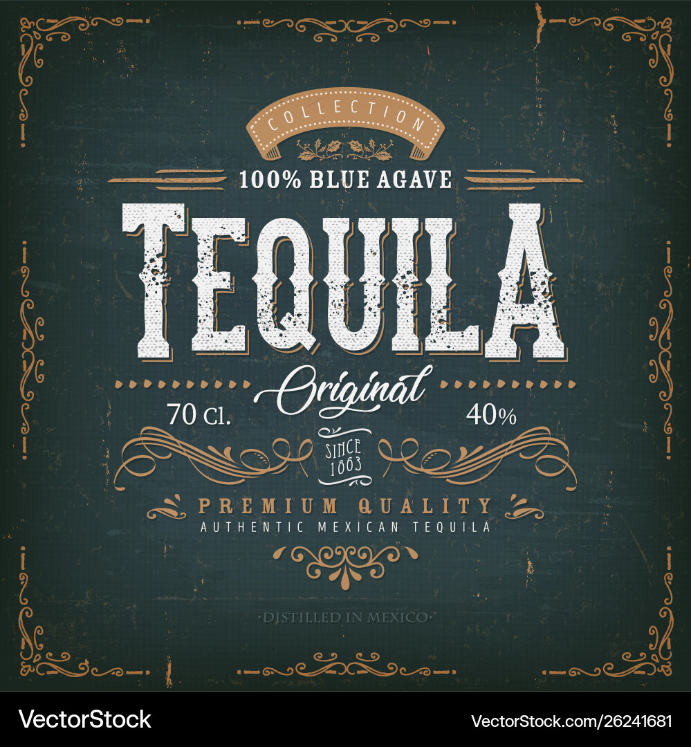 Vintage Mexican Tequila Label Royalty Free Vector Image
