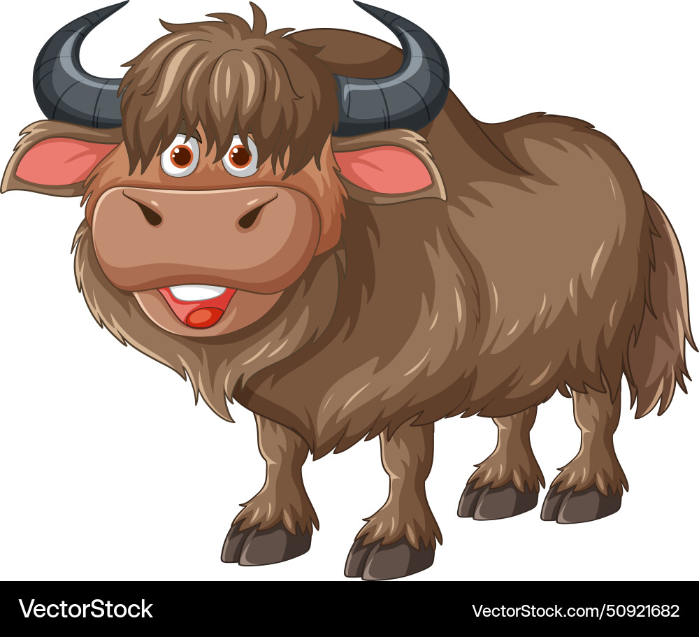 A friendly yak cartoon with big smile Royalty Free Vector