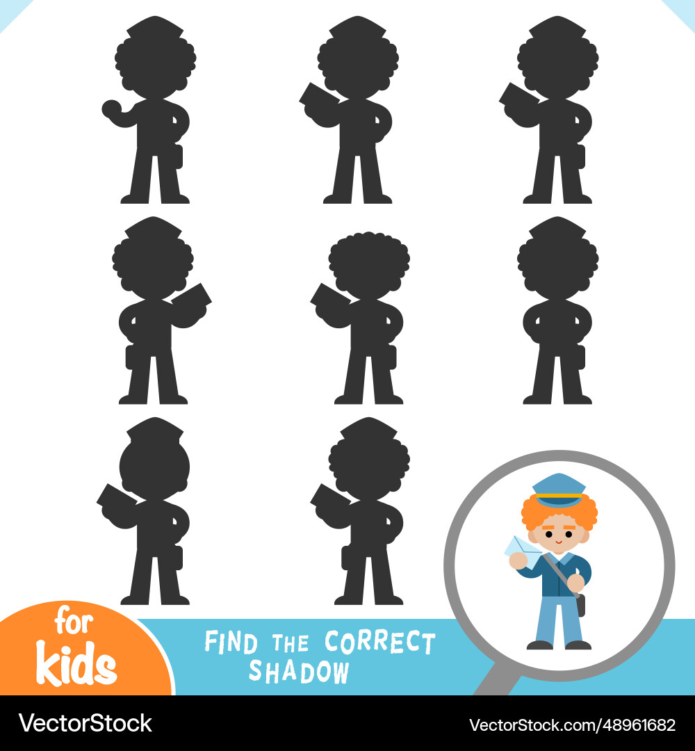 Find the correct shadow game for children postman Vector Image