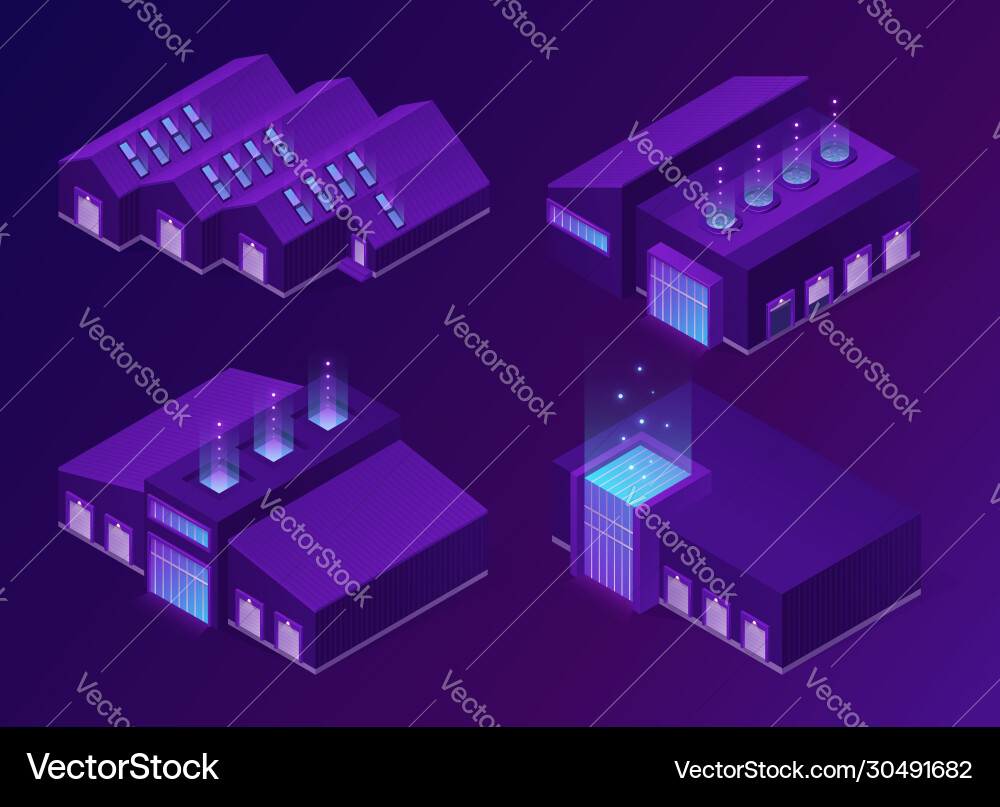 Isometric storehouse logistics warehouse buildings