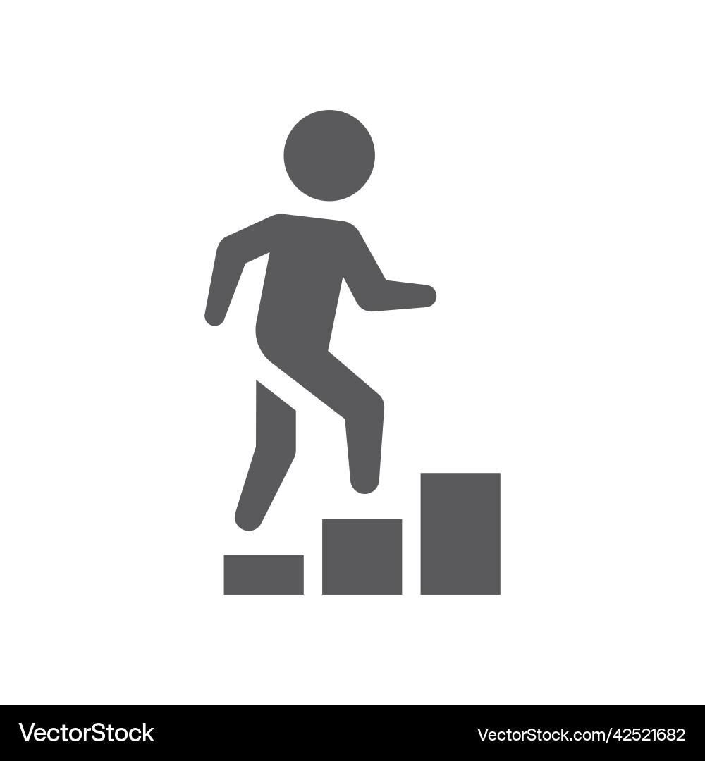 Man climbing stairs black icon Royalty Free Vector Image