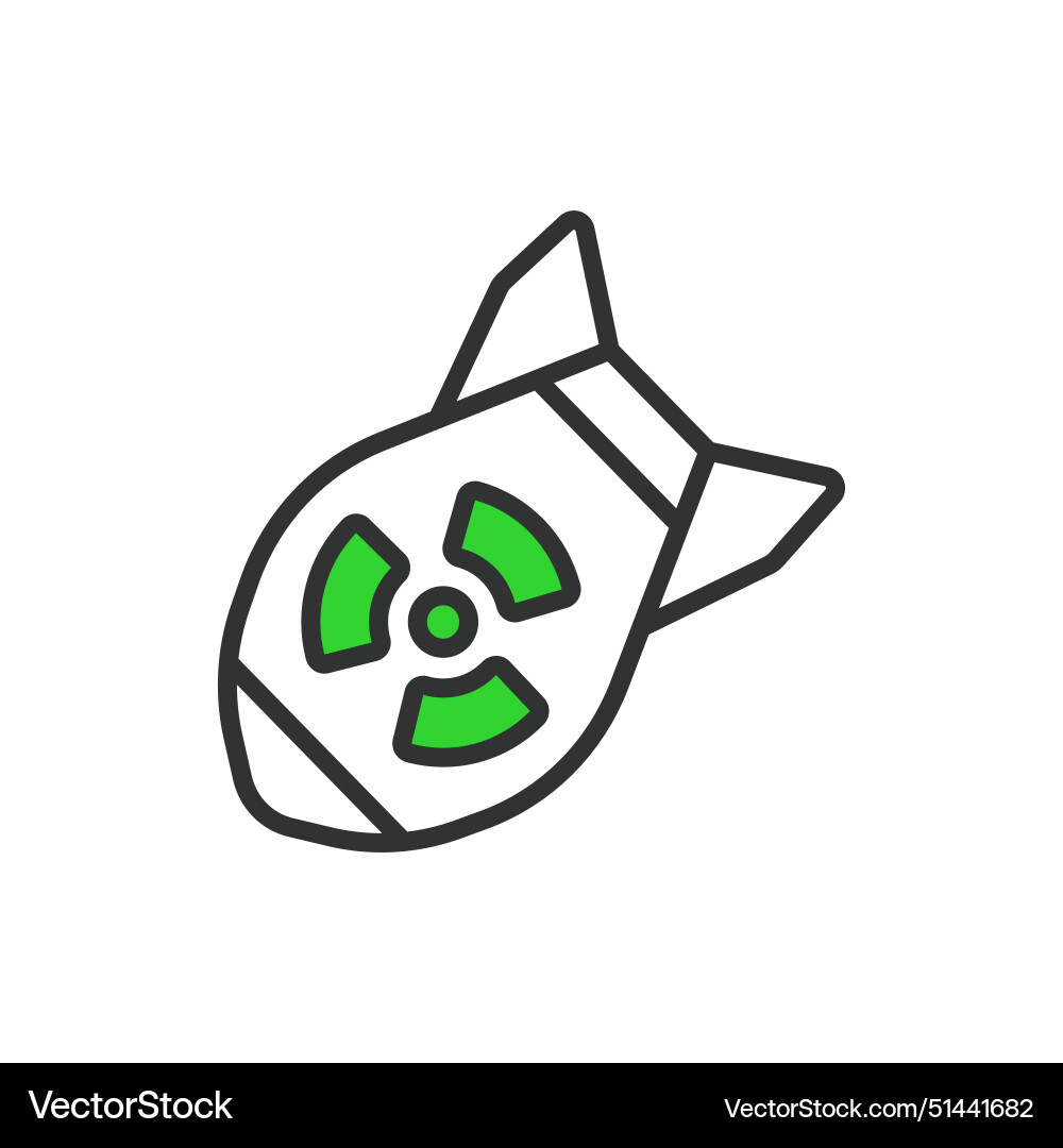 Nuclear weapons in line design green Royalty Free Vector