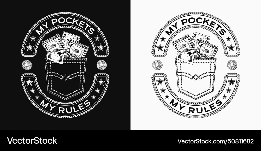 Oval label with denim back pocket 100 usd notes Vector Image