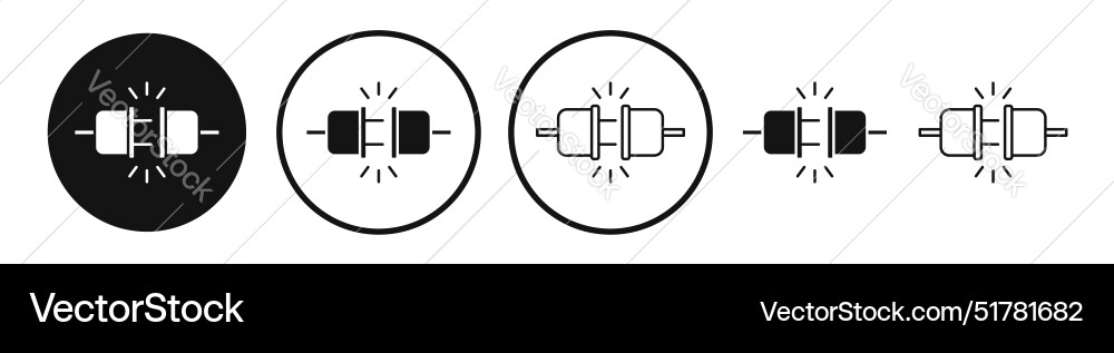Plug connection icon set black filled Royalty Free Vector