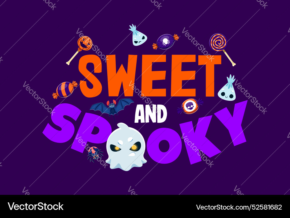 Sweet and spooky halloween quote ghost candy Vector Image