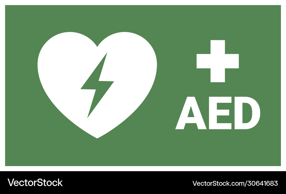 Aed emergency first aid defibrillator sign Vector Image