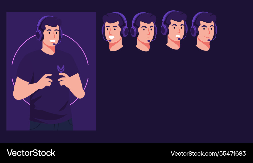 Animated male character set Royalty Free Vector Image