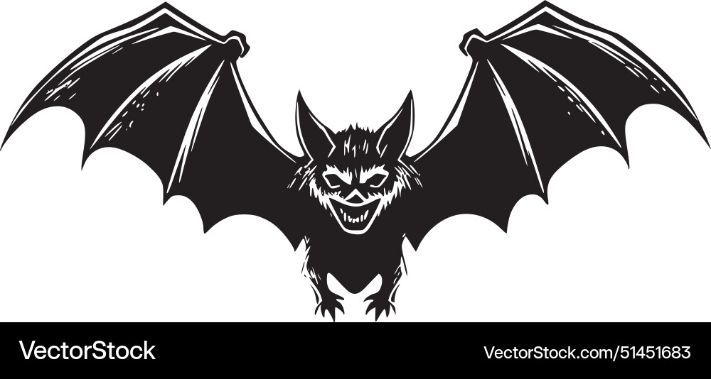 Bat - black and white Royalty Free Vector Image