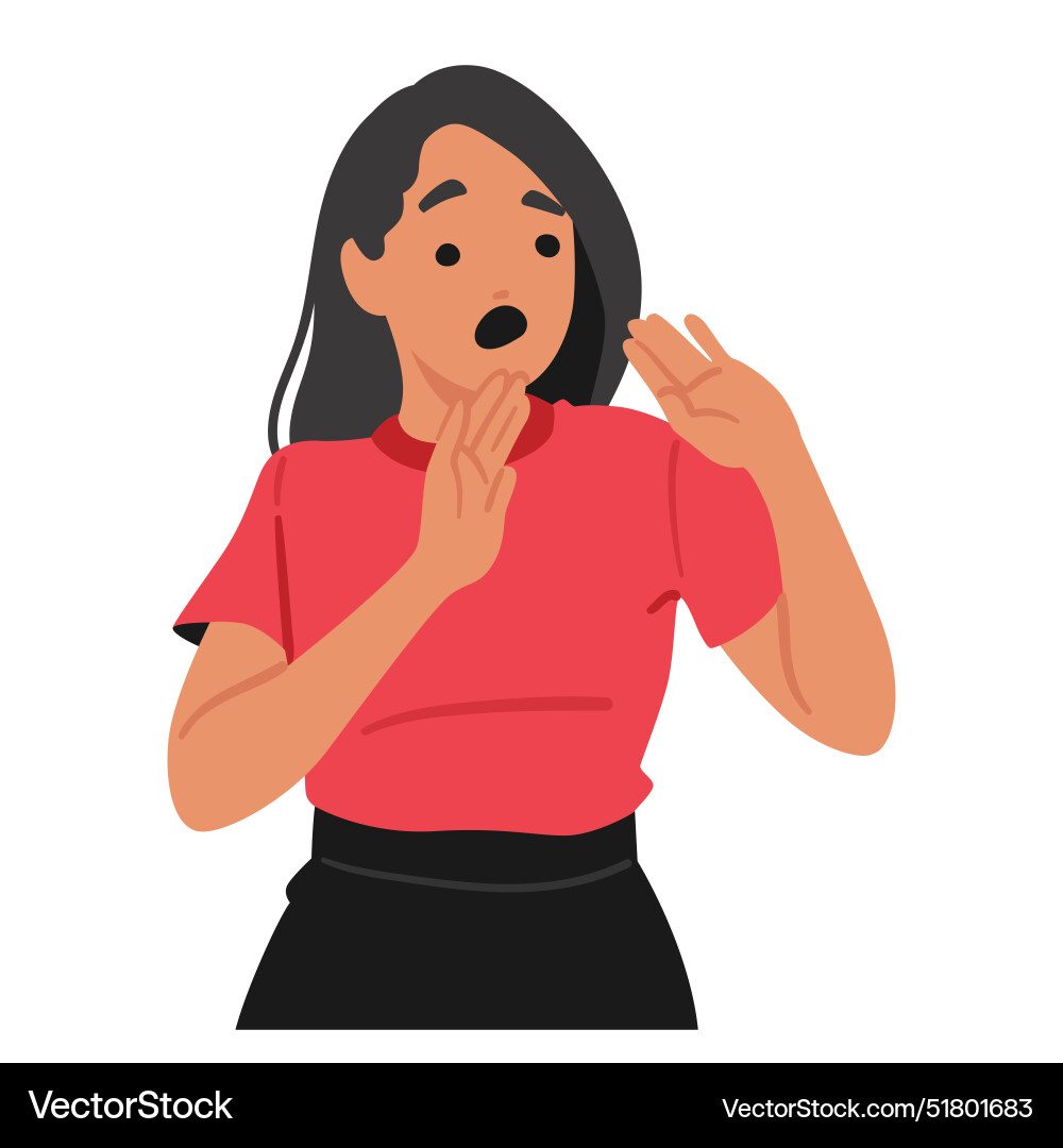 Cartoon female character looking shocked Vector Image