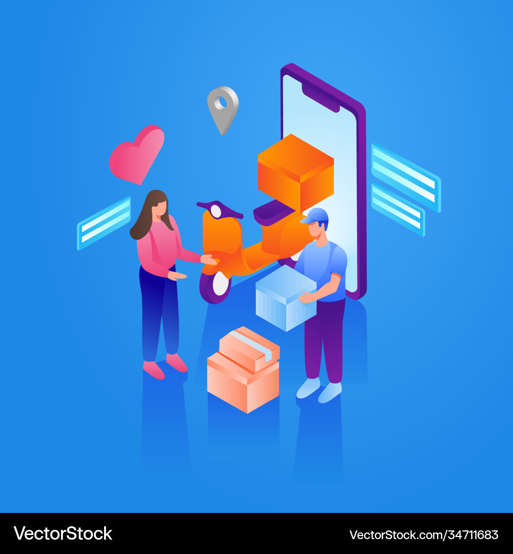 Courier delivery handover to customer Royalty Free Vector