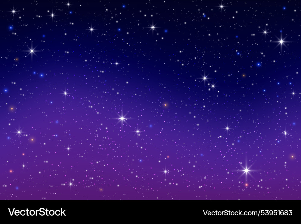 Purple night sky background with stars universe Vector Image