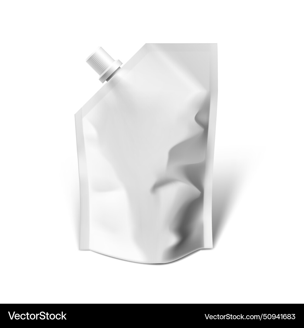 Realistic blank spout pouch doy bag with cap Vector Image