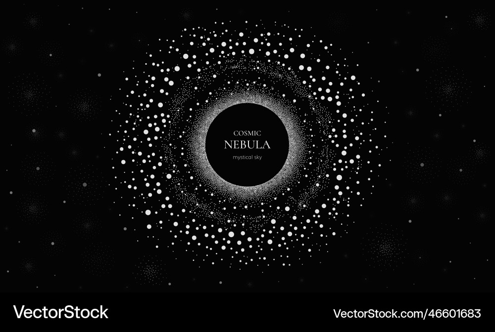 Round border frame with mystical cosmic starry sky