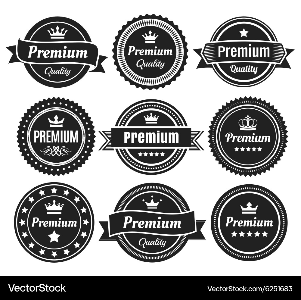 Solid color premium quality badges Royalty Free Vector Image