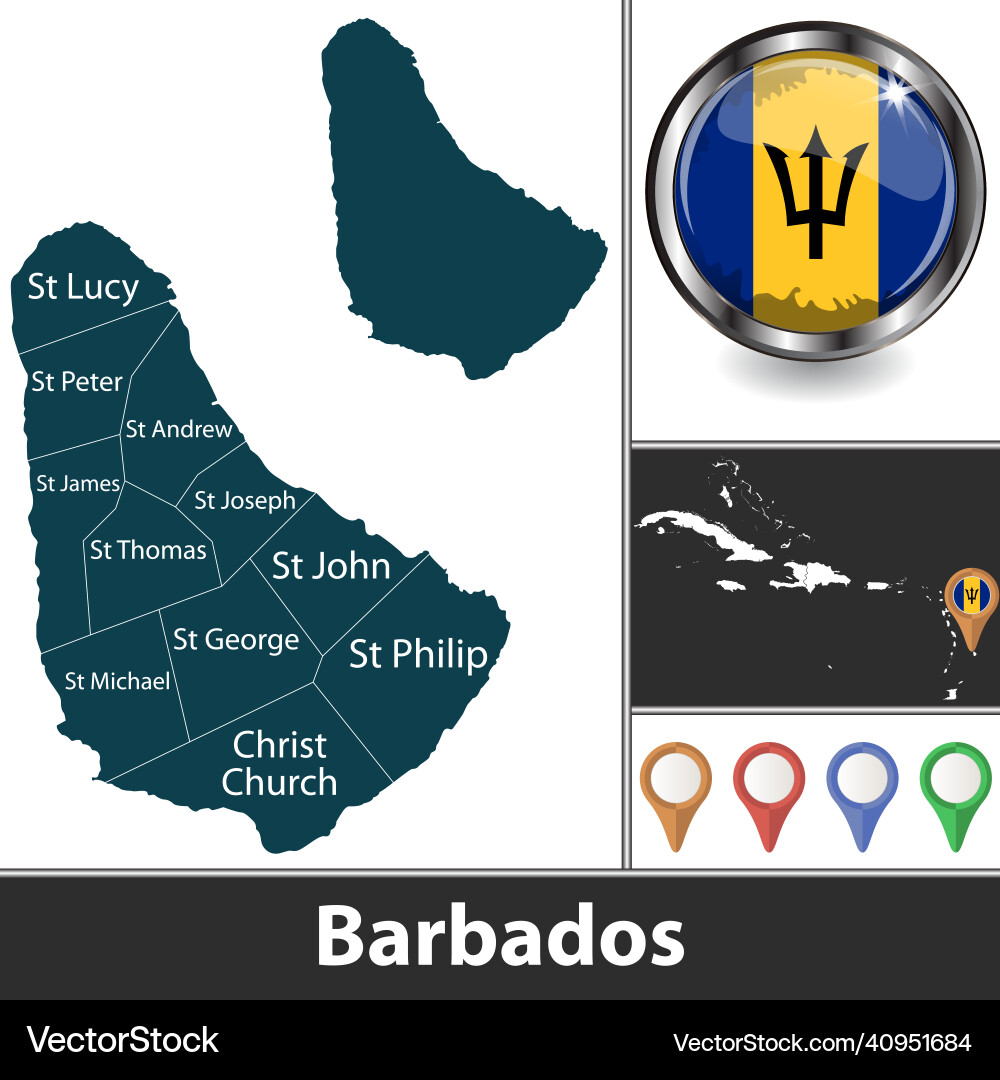 Barbados Karte mit Parishes Lizenzfreies Vektorbild