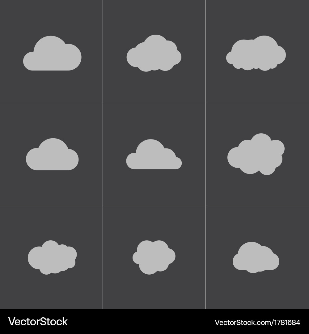 Black cloud icons set Royalty Free Vector Image