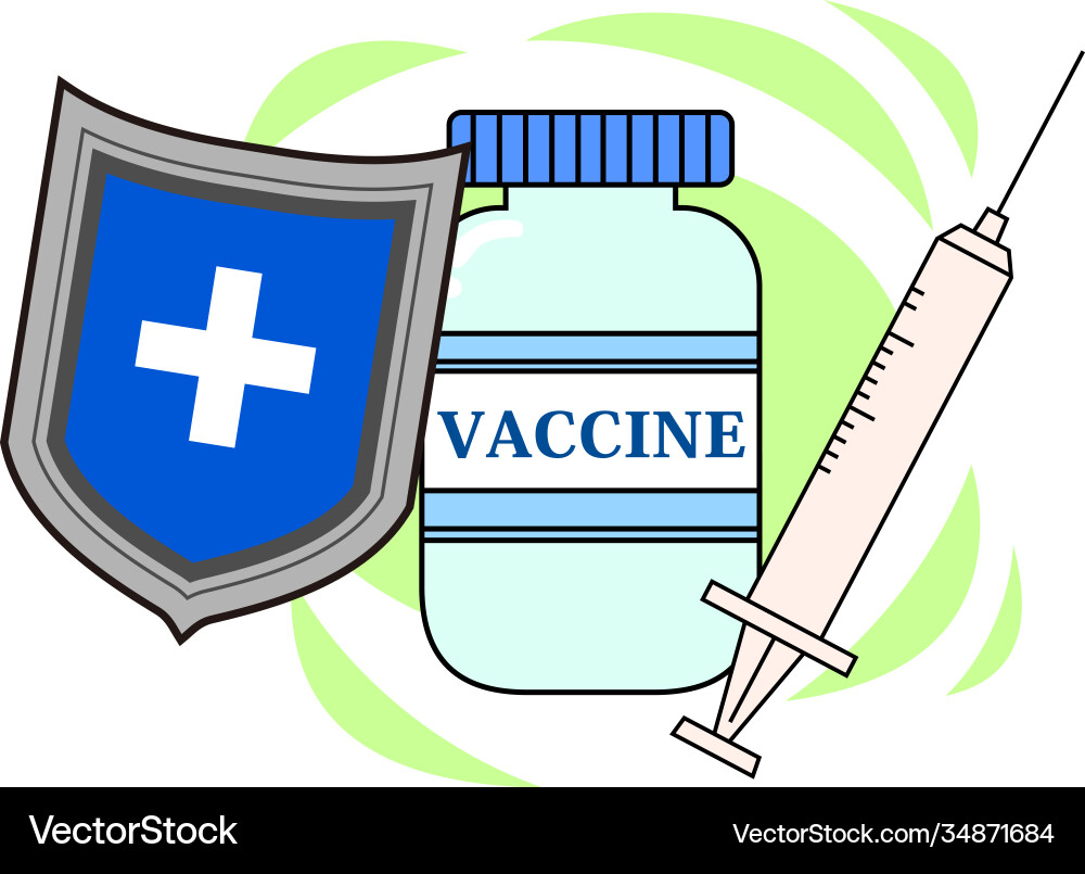 Cute virus preventive vaccine injection Royalty Free Vector