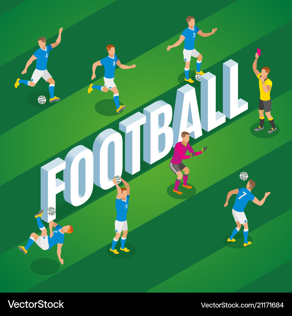 Football isometric poster Royalty Free Vector Image