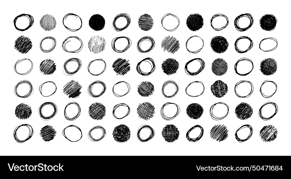 Hand drawn scribble circles Royalty Free Vector Image