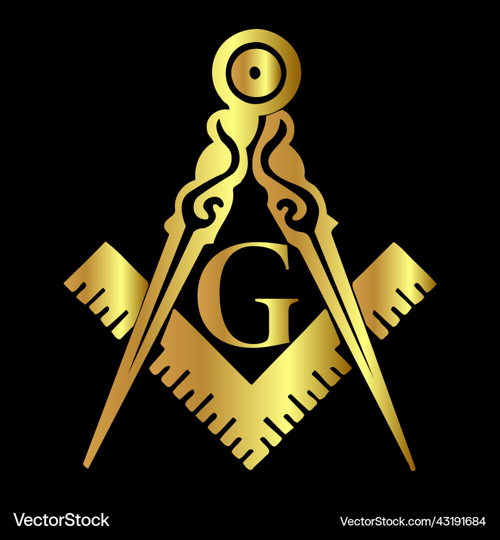 Master mason - square and compasses auto emblem Vector Image