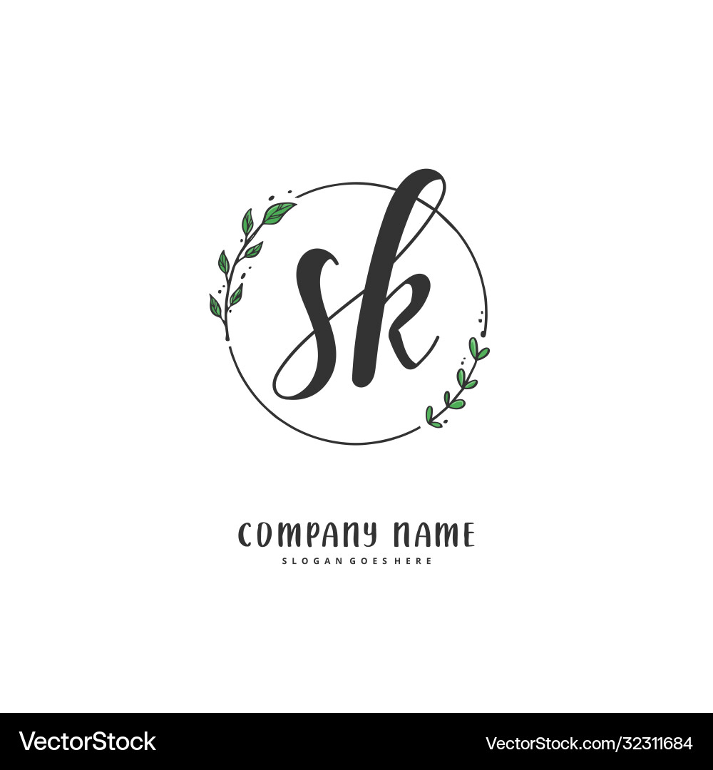 S k sk initial handwriting and signature logo Vector Image