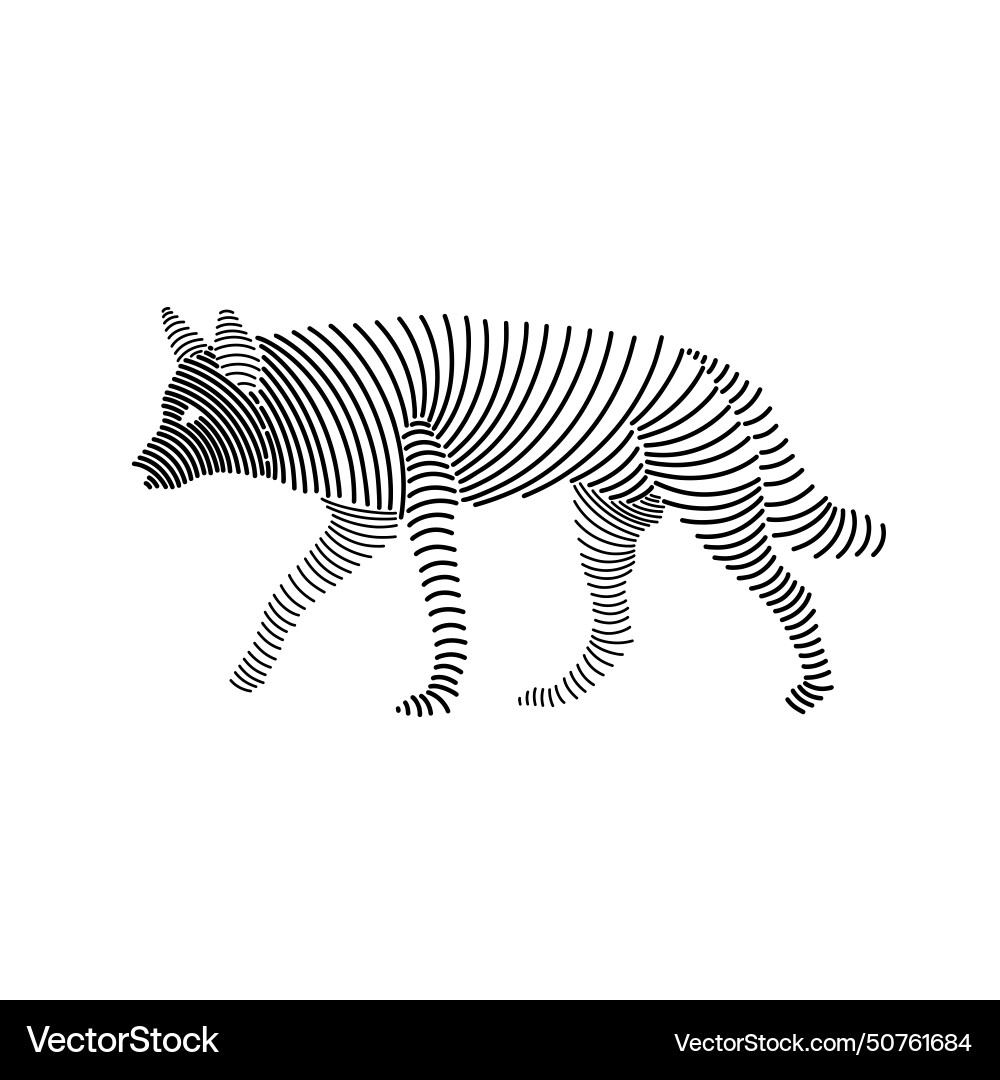 Simple line art of a wolf 3 Royalty Free Vector Image