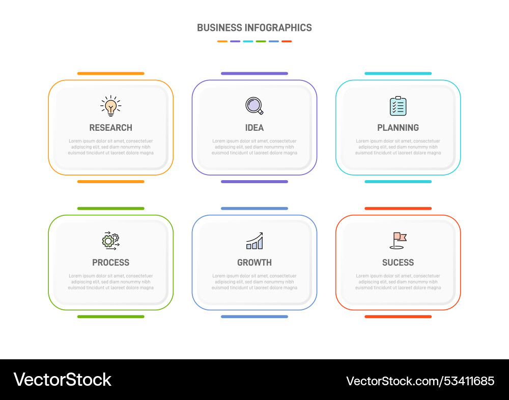 6 clean infographic design shaped elements Vector Image