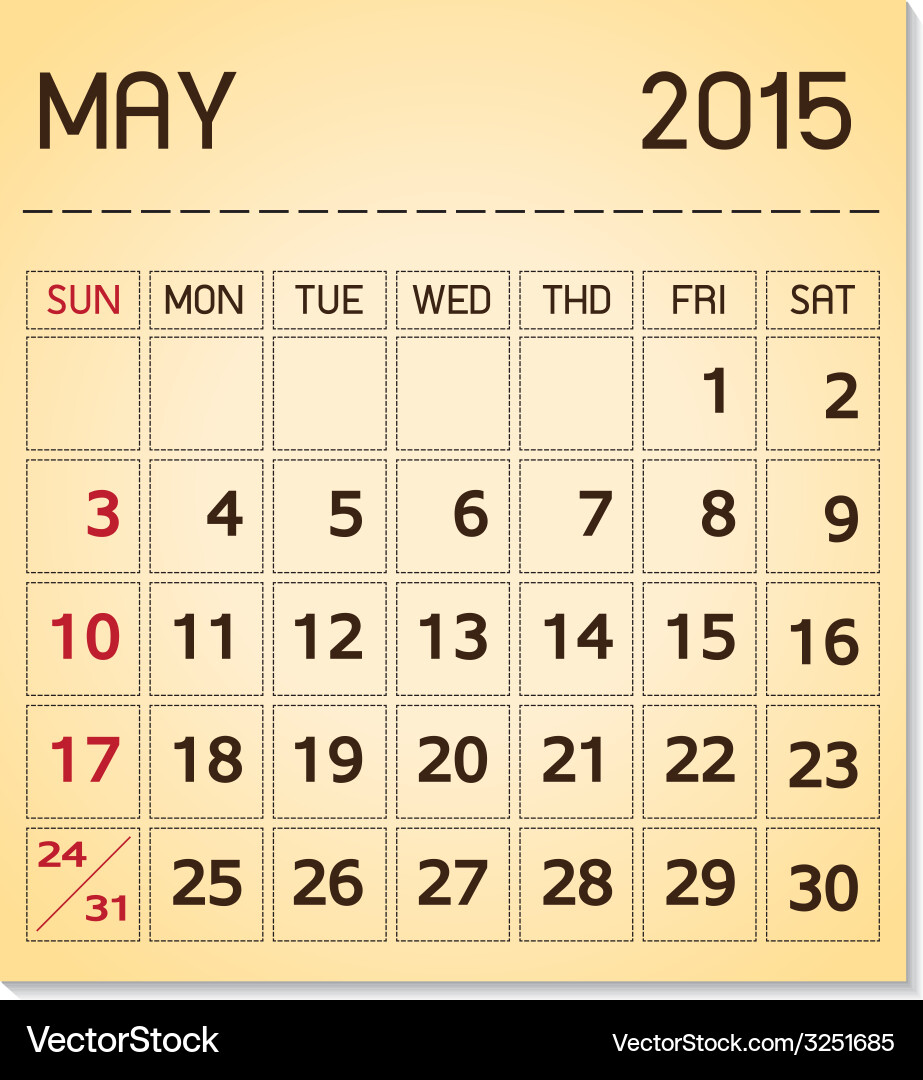 Calendar 2015 05 may Royalty Free Vector Image