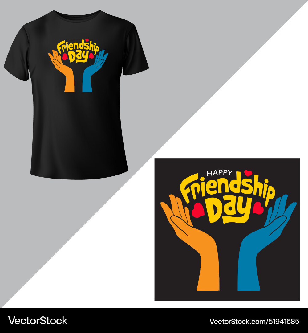 Happy friendship day logo tshirt design Royalty Free Vector