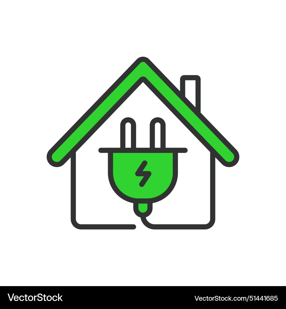 Home charging in line design green Royalty Free Vector Image