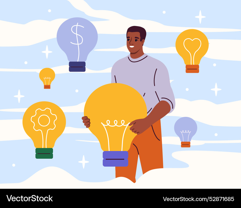 Man with critical thinking young guy evaluates Vector Image