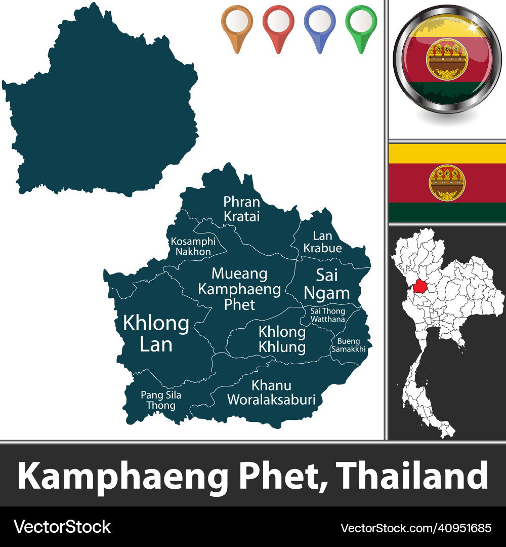 Map of kamphaeng phet thailand Royalty Free Vector Image