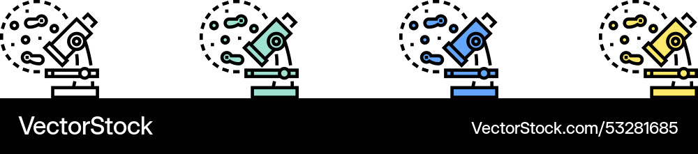 Microscope icon outline green blue and yellow Vector Image