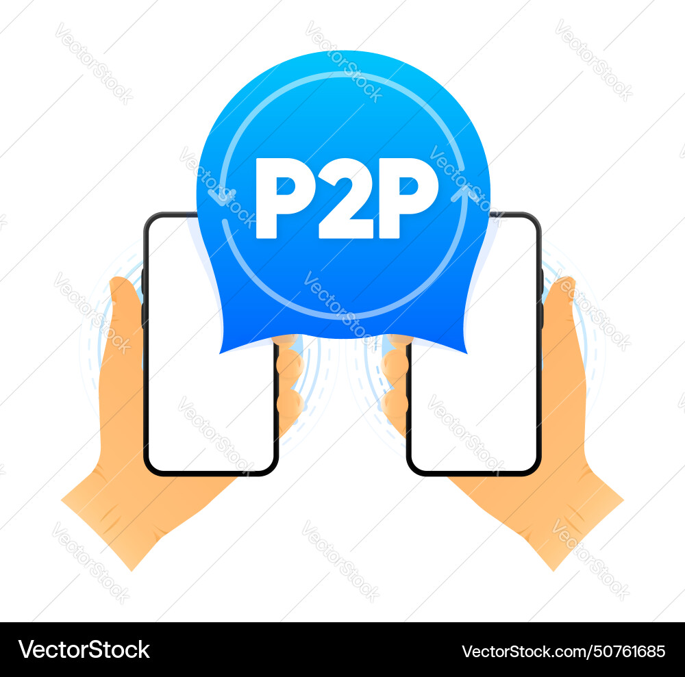 Peer to trading p2p lending cryptocurrency Vector Image
