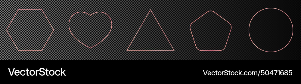 Rose gold glowing different geometric shape frame Vector Image