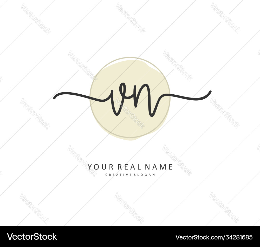 V n vn initial letter handwriting and signature Vector Image