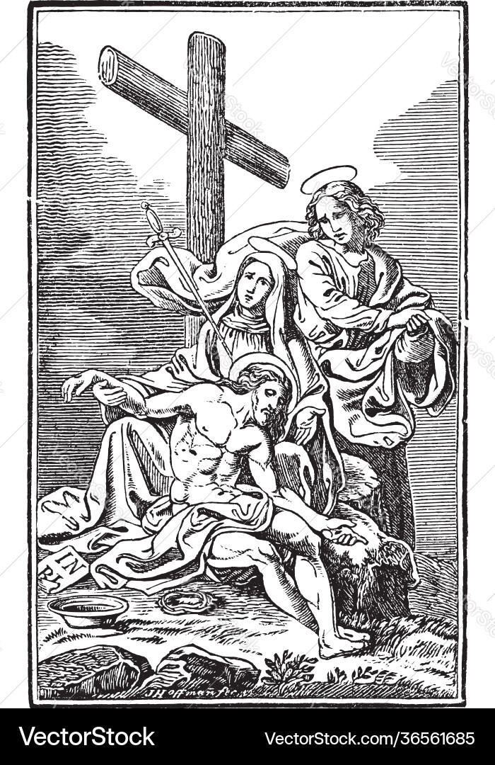 Vintage antique religious biblical drawing Vector Image