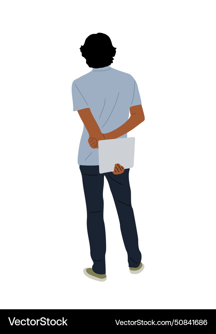 Business man standing full length rear view Vector Image