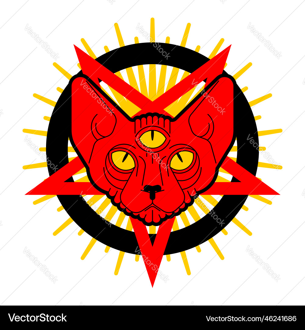 Cat demon satanic symbol satan with head Vector Image