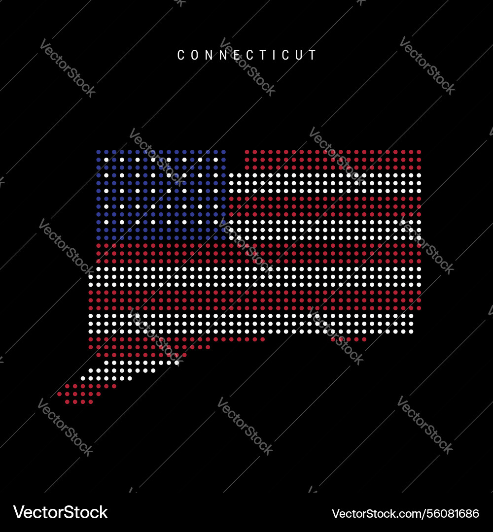 Connecticut us state dot pixel map flat isolated Vector Image