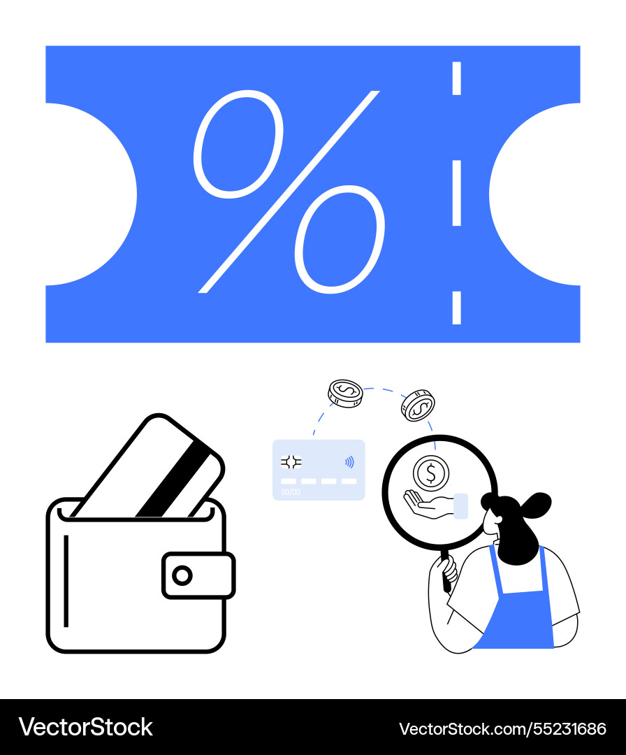 Discount coupon with wallet credit card Royalty Free Vector