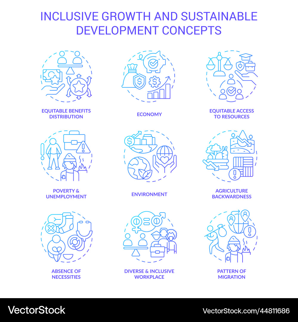 Inclusive growth and sustainable development blue Vector Image